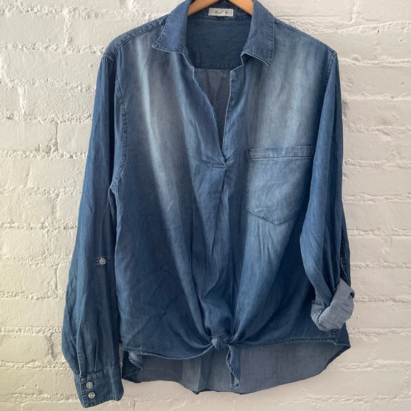 Sandy & Sid | Tops | Sandy Sid Top Blue Chambray Denim Relaxed Tie ...